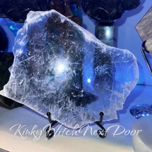Natural Clear Selenite Crystal Slabs With Stands Included. Raw Clear ...