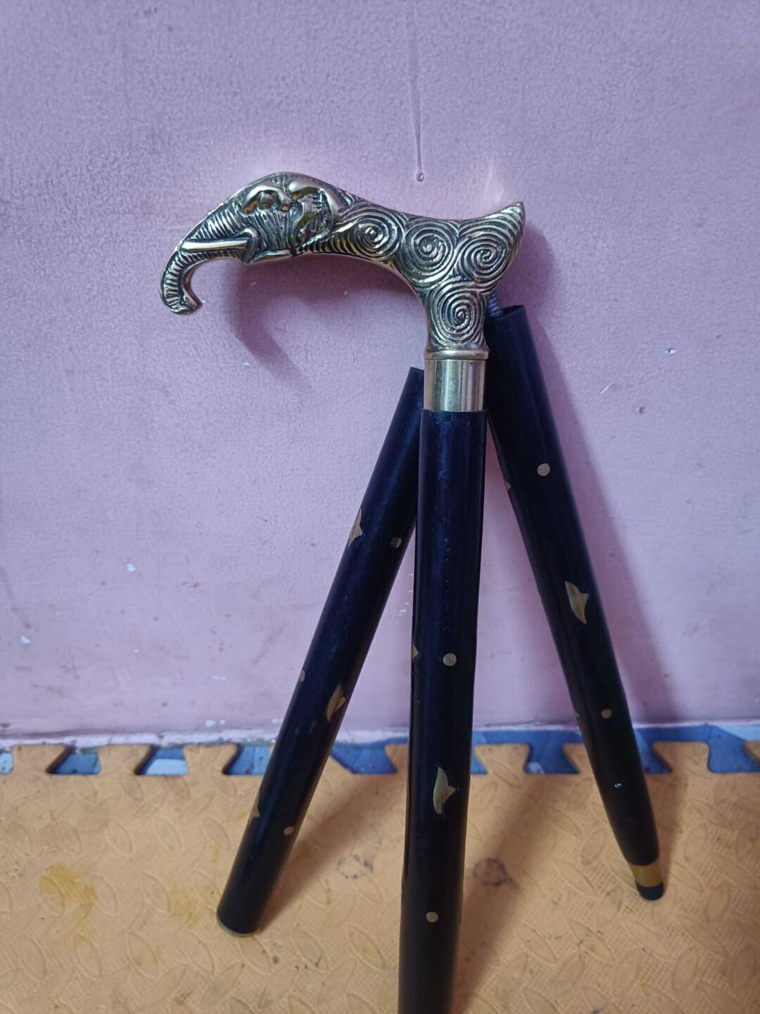 Victorian Walking Stick Brass Elephant Head Handle Wooden Walking Stick ...