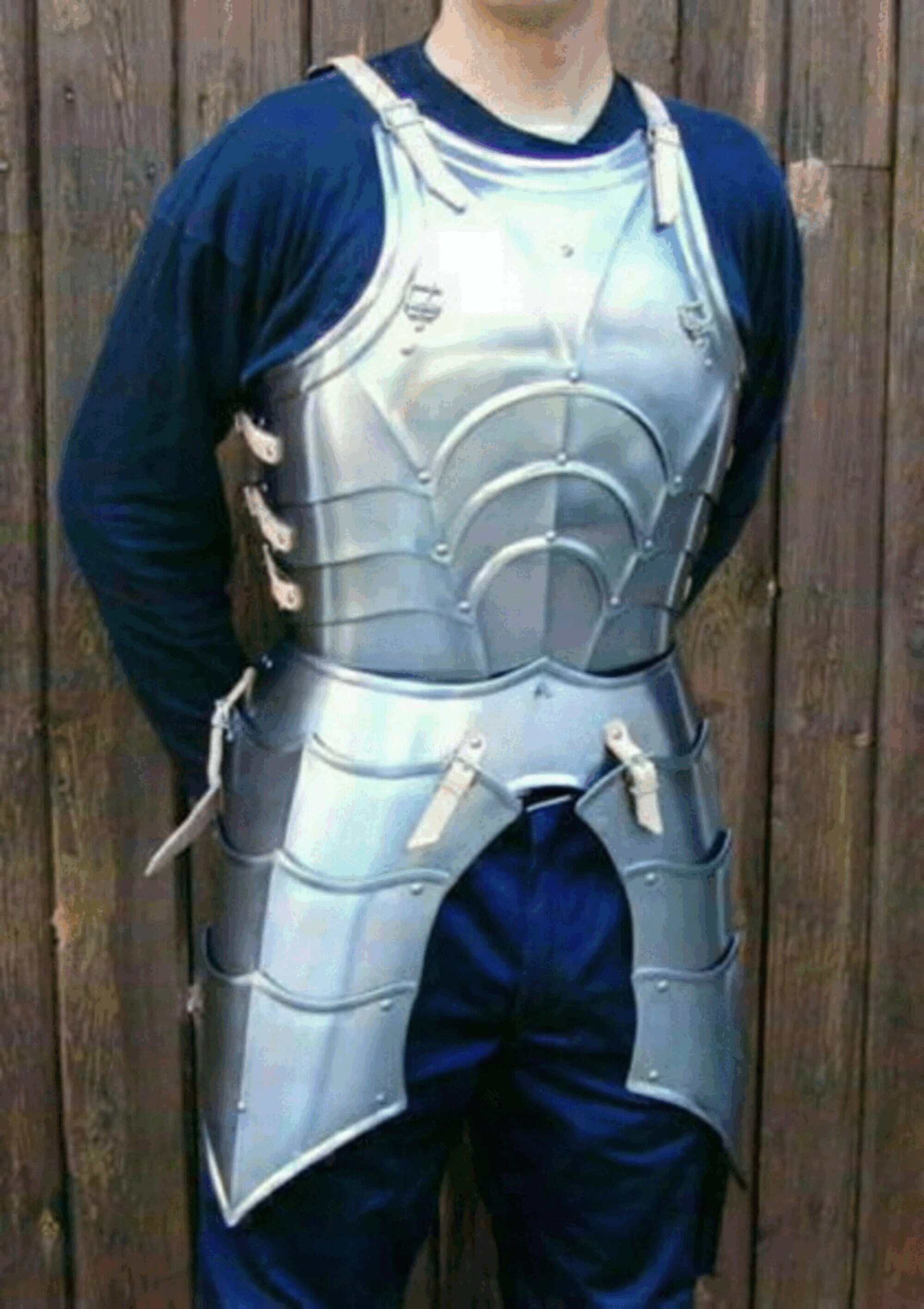 Steel Medieval Half Body Plate Armor Suit Cuirass Front Back Pauldrons