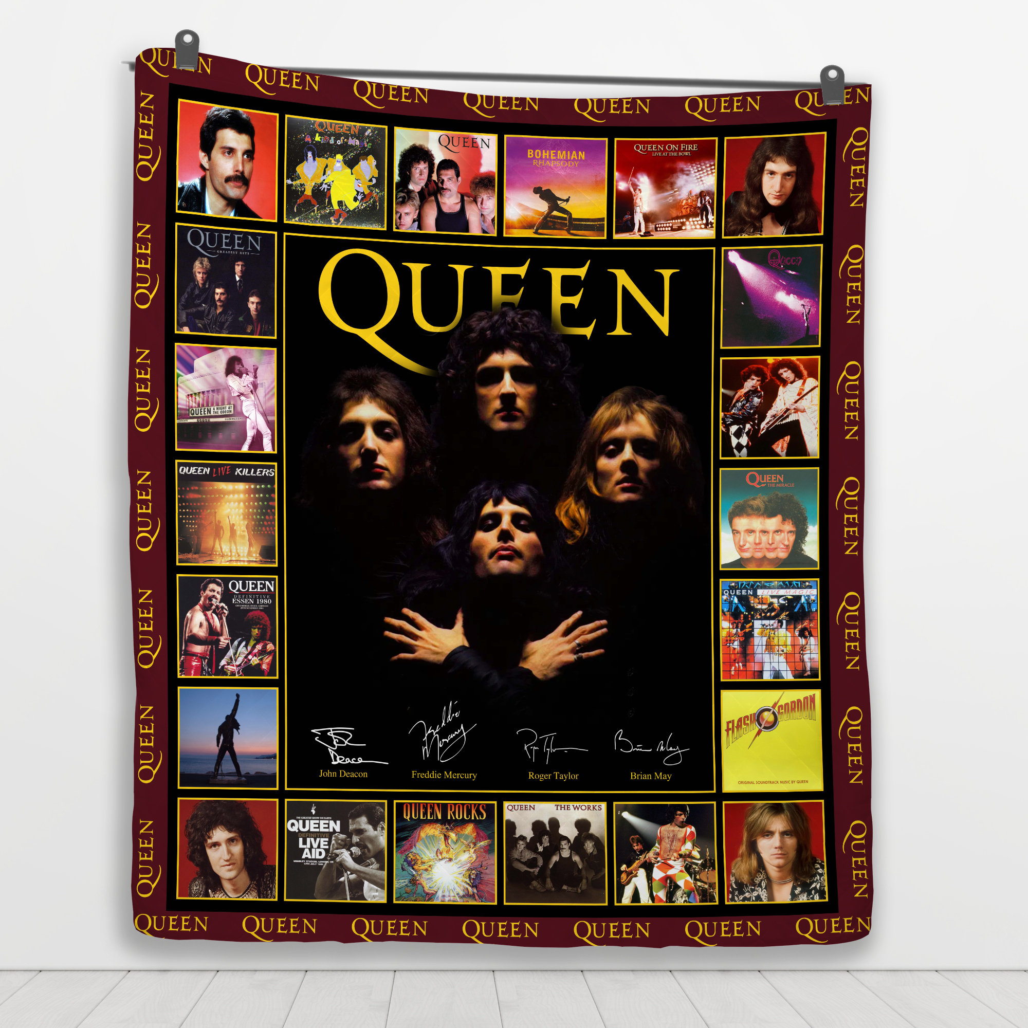 Queen Rock Band Album Covers Fleece Blanket, Queen Quilt sold by Tring ...