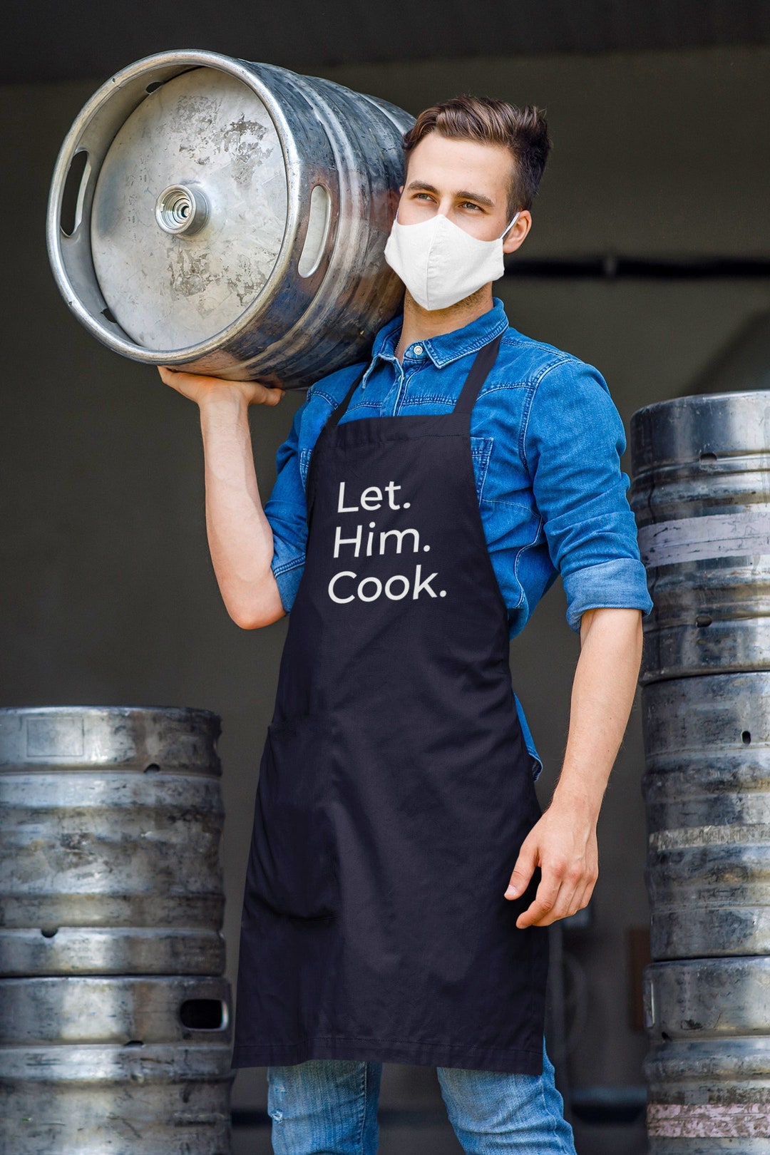 Let Him Cook Full Cooking Apron • Polyester Canvas, One-size-fits-all ...