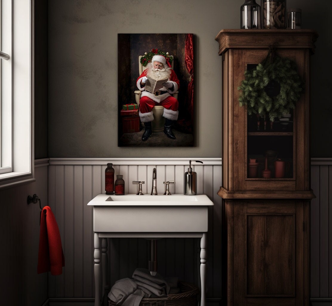 Santa Taking a Break Christmas Art Prints on Poster or Canvas Funny ...