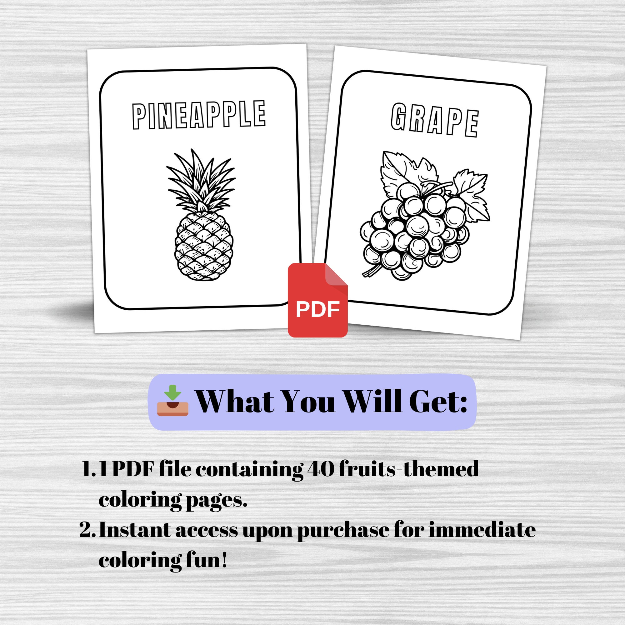 Fruity Fun: 40 Printable Fruit Coloring Pages for Kids - Etsy