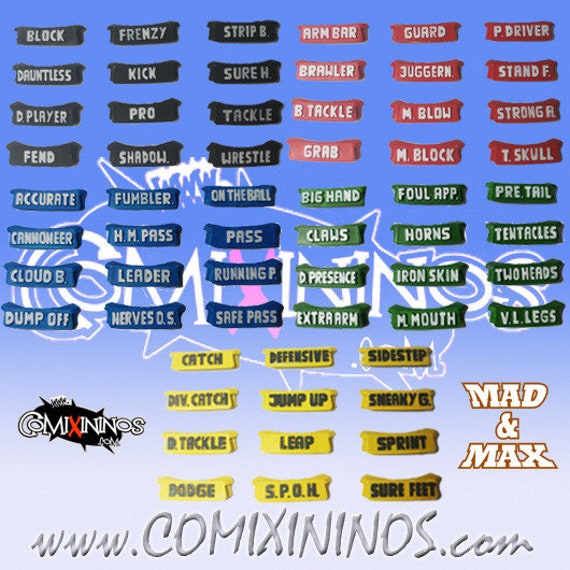 Blood Bowl Complete Set of 60 or 120 Ultimate Skill Markers - Etsy
