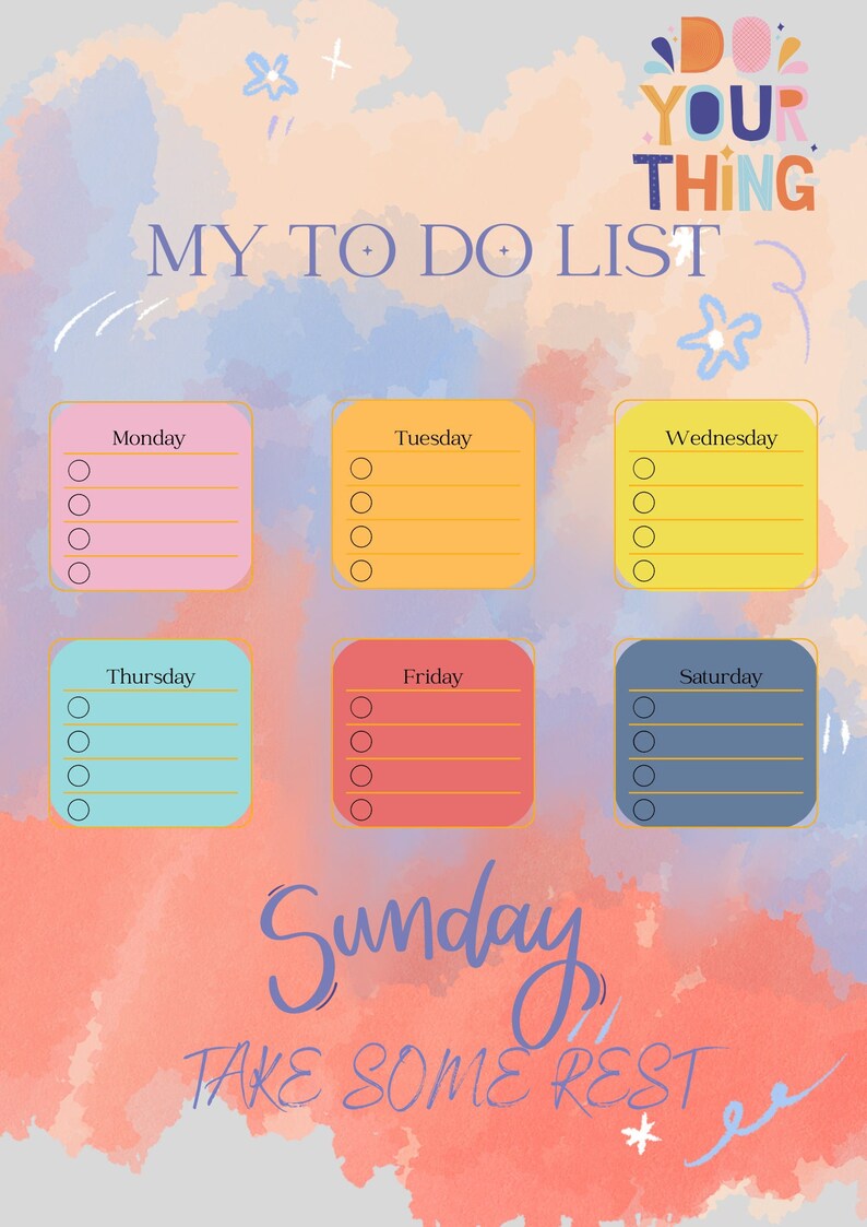 Printable to Do List — Weekly Task Lists — *instant Download* - Etsy