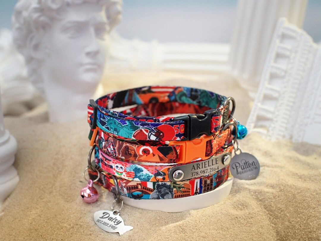 Personalized Cat Collar USA Europe Africa Japan Patterns Custom Cat ...
