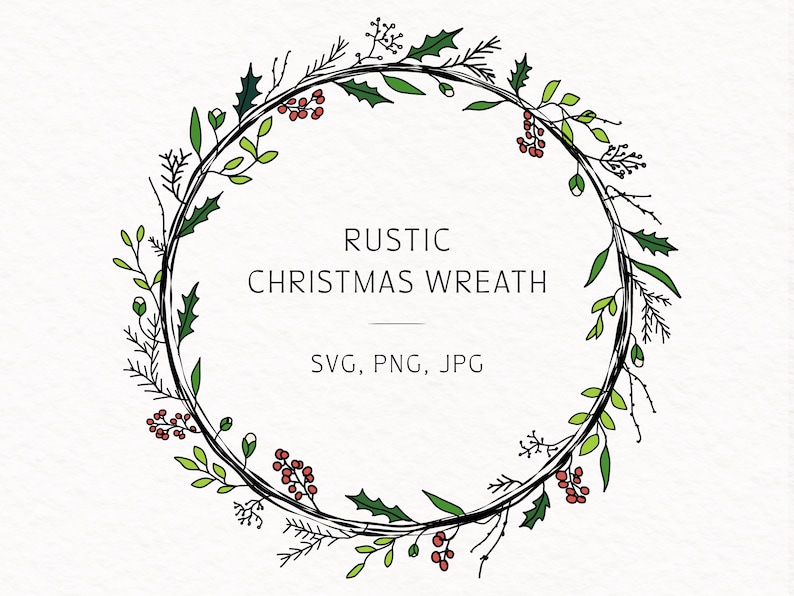 Rustic Christmas Wreath | Wreath SVG | Festive Svg | Holiday Wreath ...