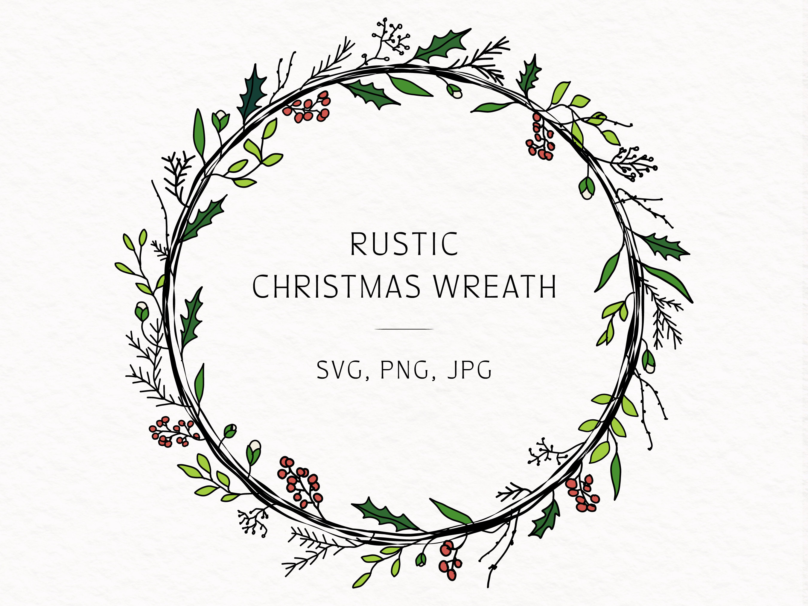 Rustic Christmas Wreath | Wreath SVG | Festive Svg | Holiday Wreath ...