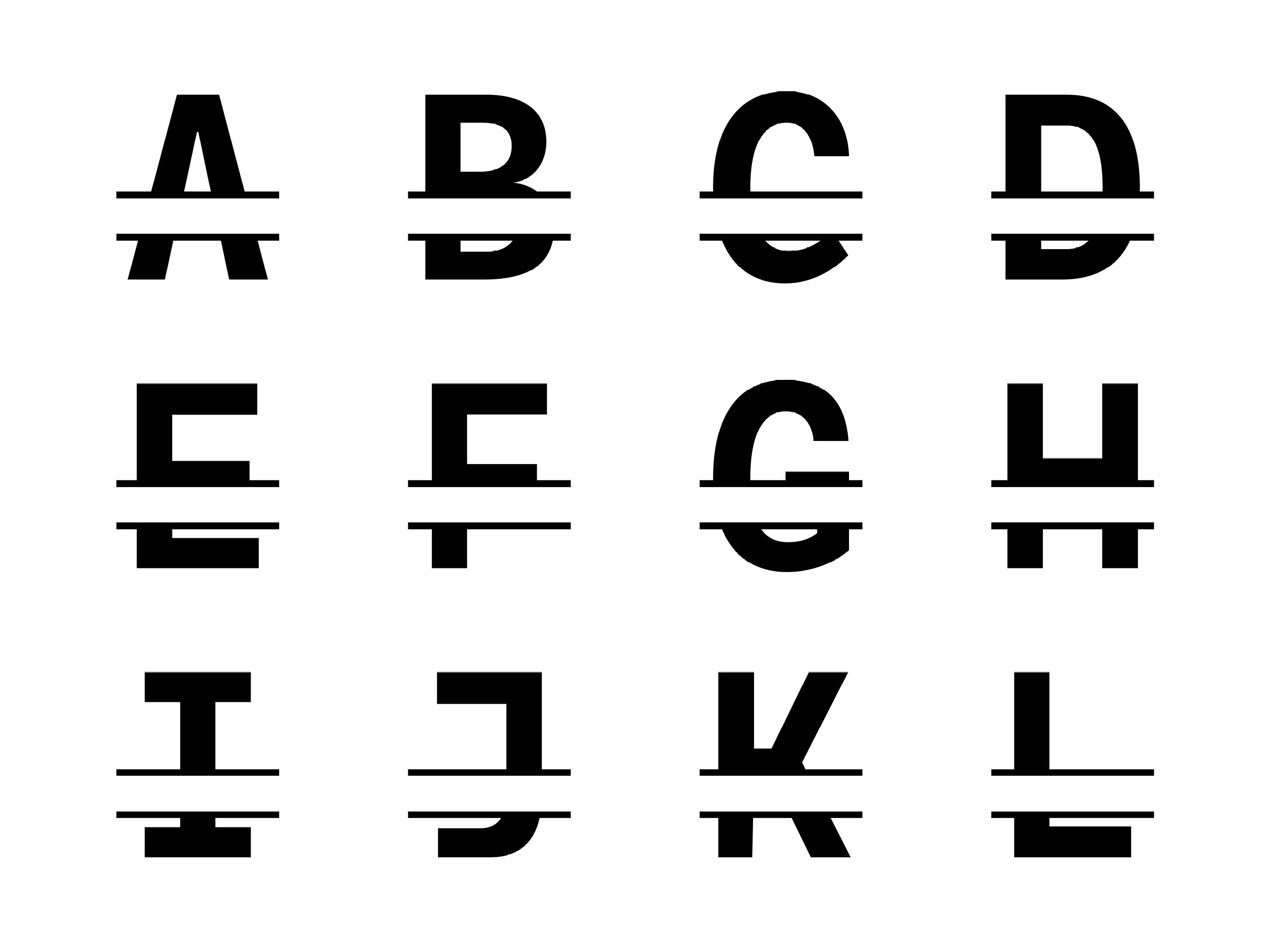 Split Monogram Alphabet | Split Letter SVG | Alphabet PNG | A-Z Letters ...