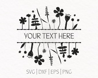 Split Floral Frame Svg, Floral Monogram, Split Flower Monogram Svg ...