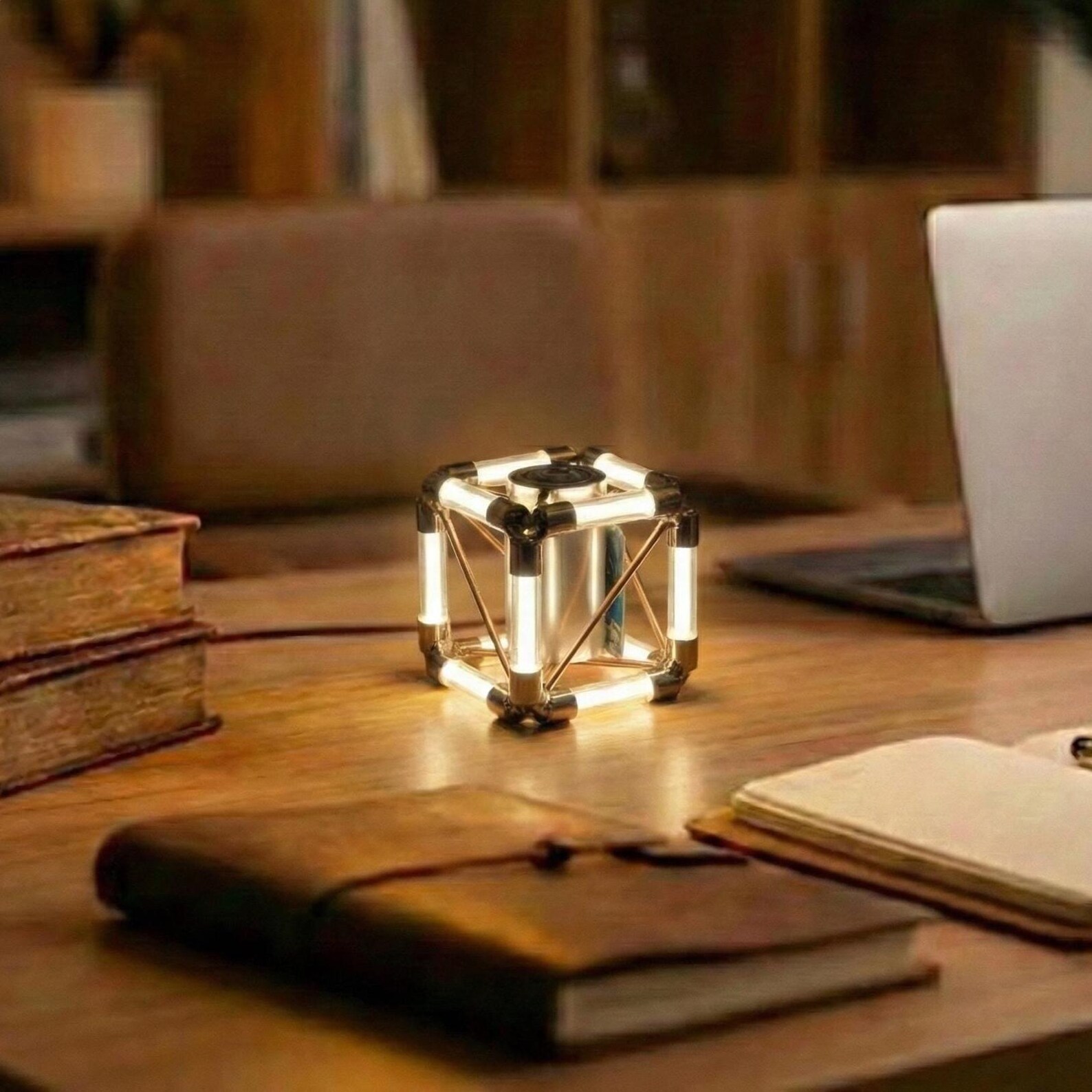 DIY Rubik's Cube LED Lamp, Modern Industrial Desk Light, Wooden Base - Etsy