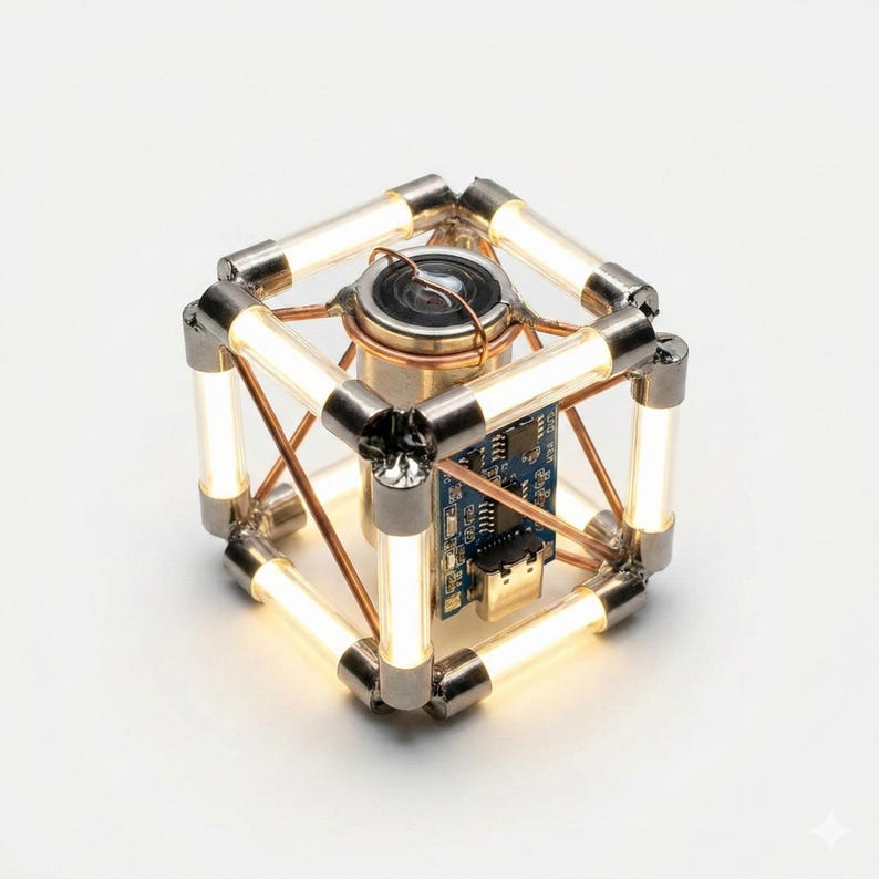 DIY Rubik's Cube Lamp With Tubular LED Lights, Metallic Frame, Silver ...