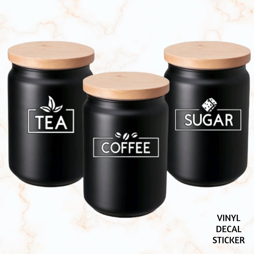 Canister Decal Tea, Coffee, Sugar Bundle | Storage Jar Labels | Drink ...