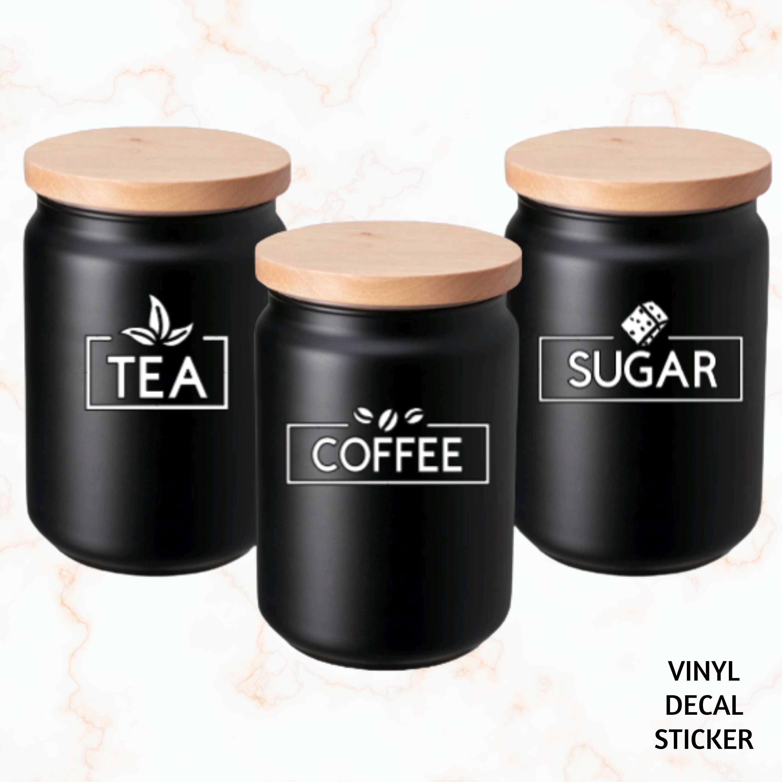 Canister Decal Tea, Coffee, Sugar Bundle | Storage Jar Labels | Drink ...