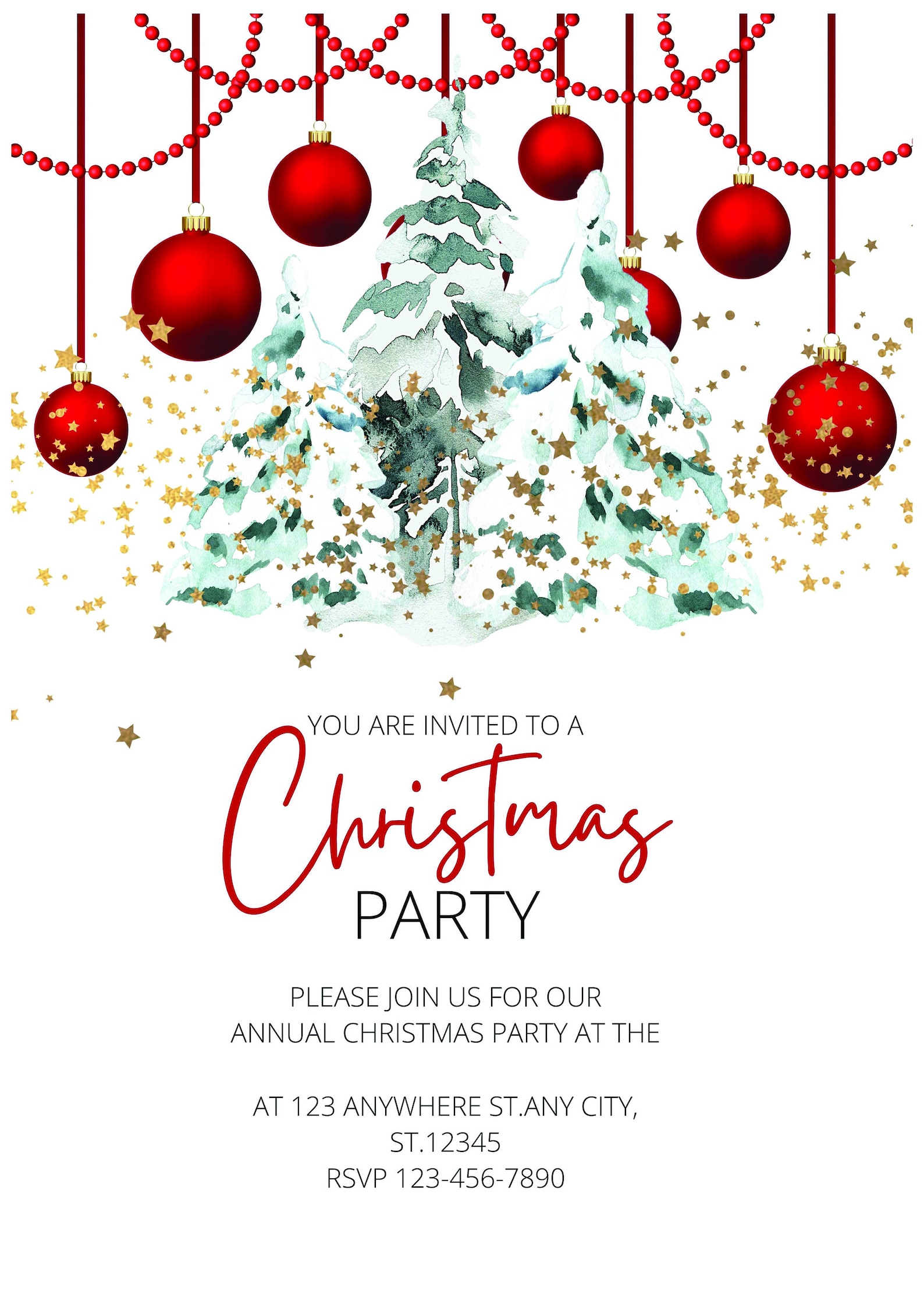 Editable Christmas Party Invitation Template, Printable Christmas Party ...