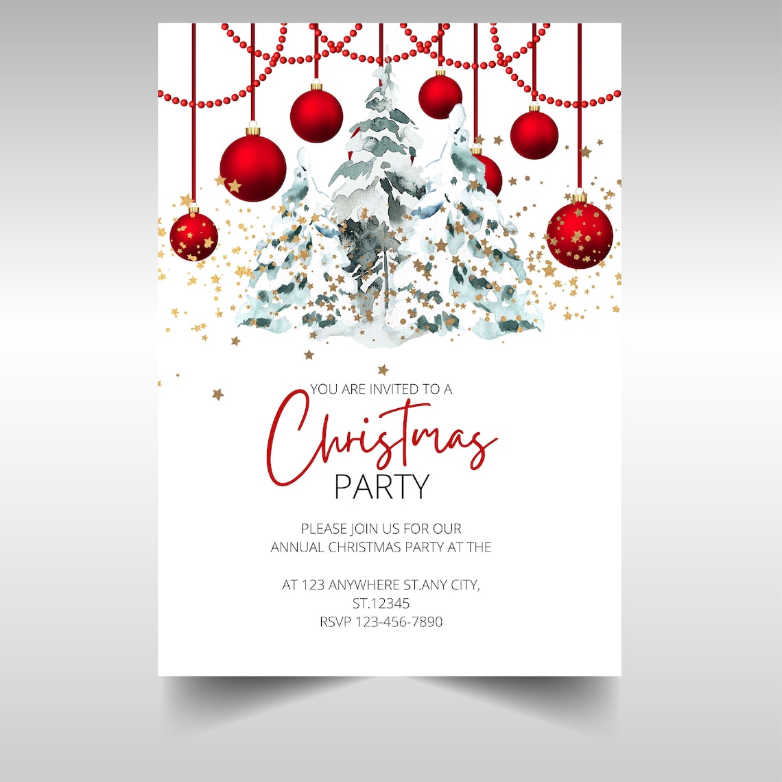 Editable Christmas Party Invitation Template, Printable Christmas Party ...