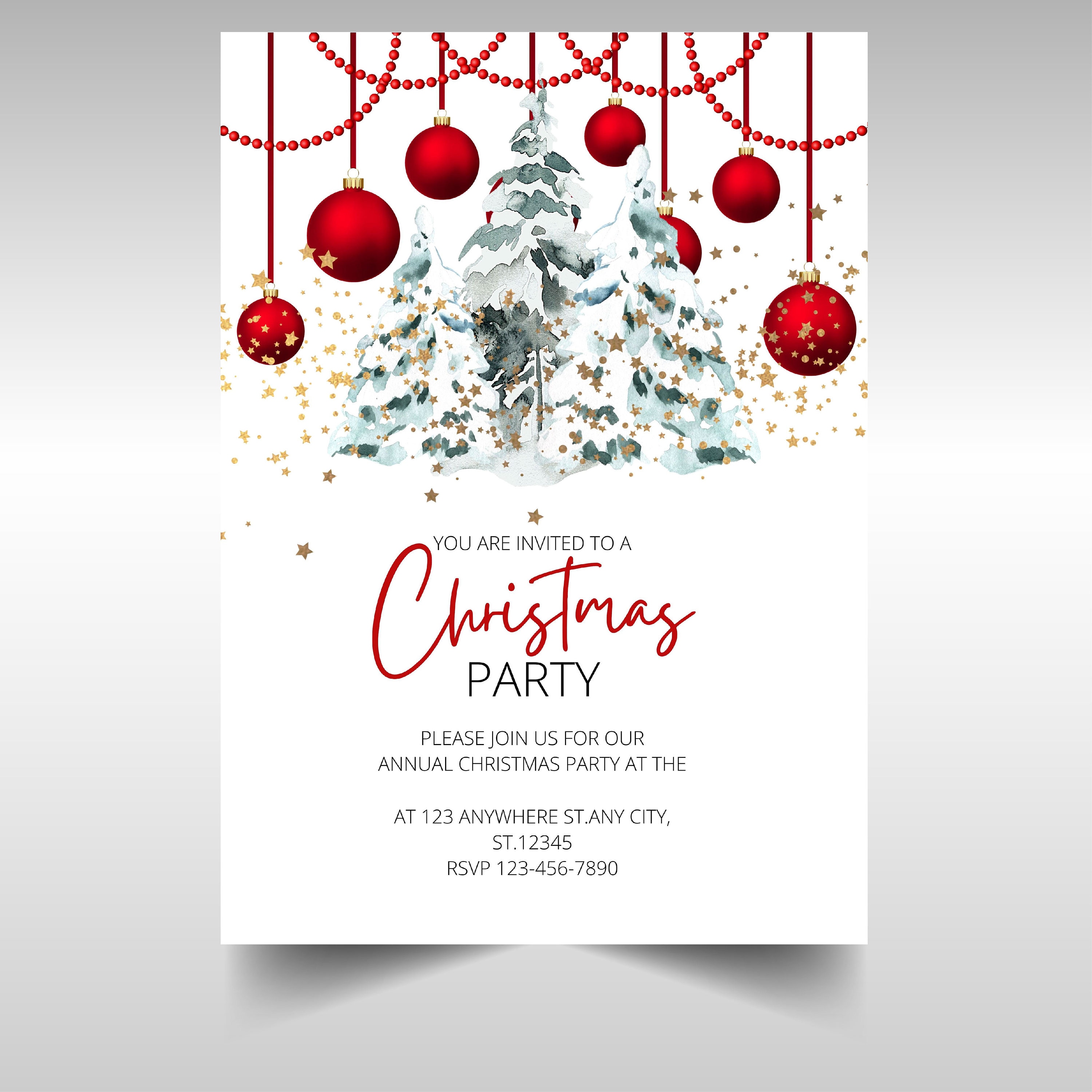 Editable Christmas Party Invitation Template, Printable Christmas Party ...