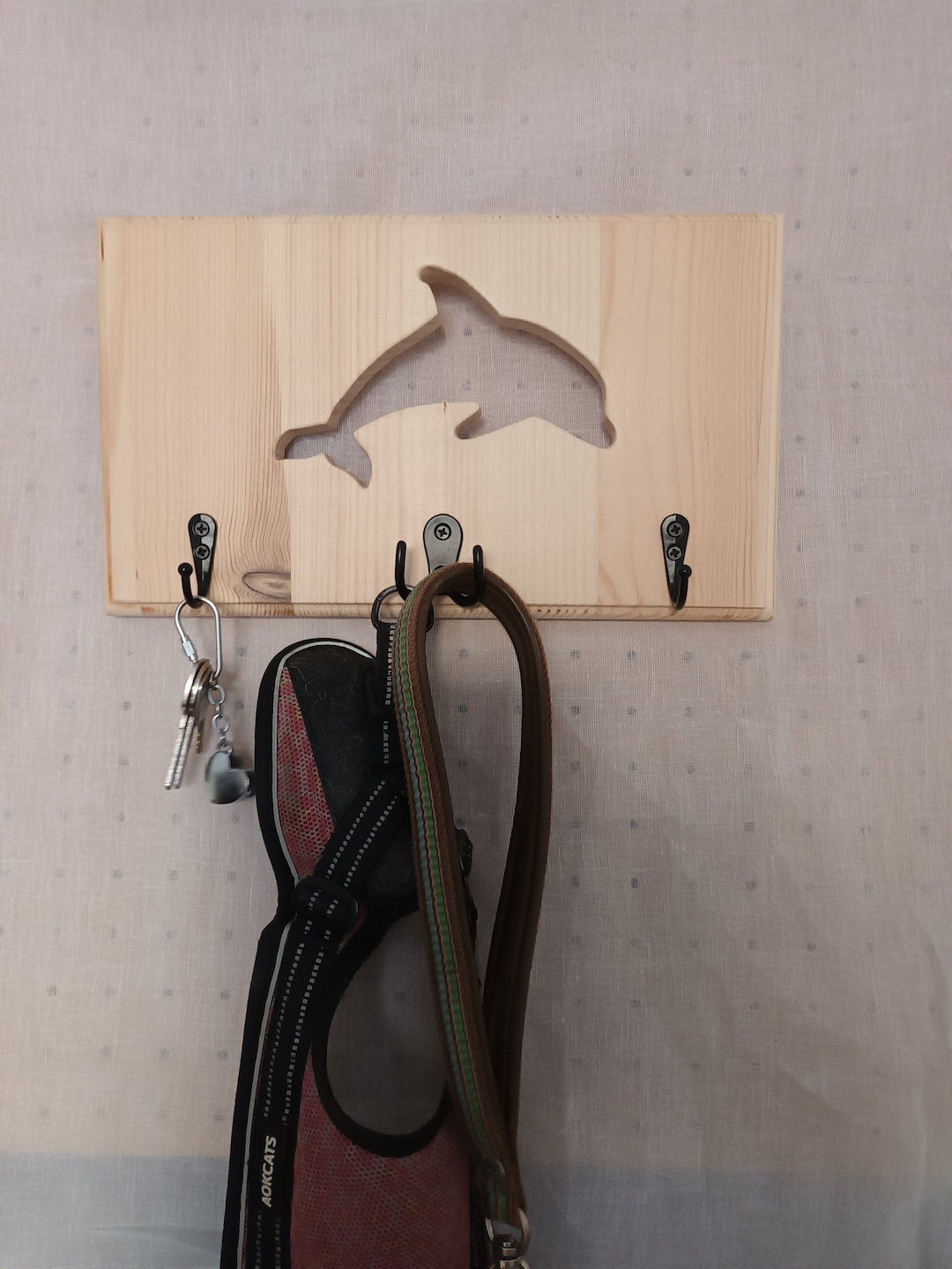 Wooden Leash Holder Storage Leash Holder Key Ring Dog Locker Room ...