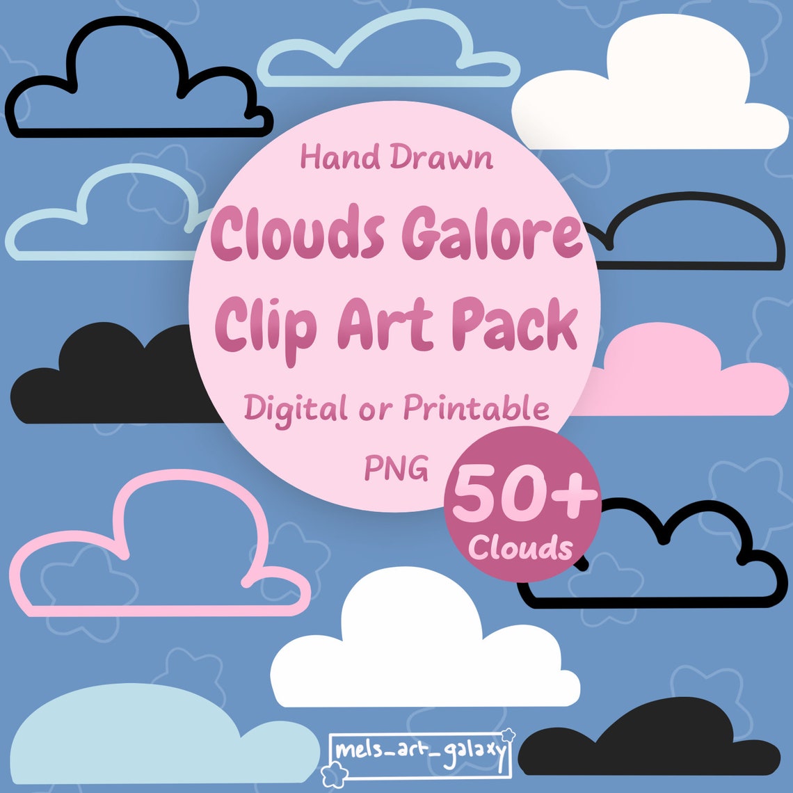 Simple Aesthetic Cloud Clip Art Pack, Cute Basic Pngs, Personal Use ...