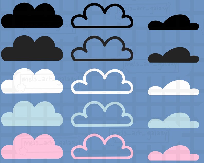 Simple Aesthetic Cloud Clip Art Pack, Cute Basic Pngs, Personal Use ...
