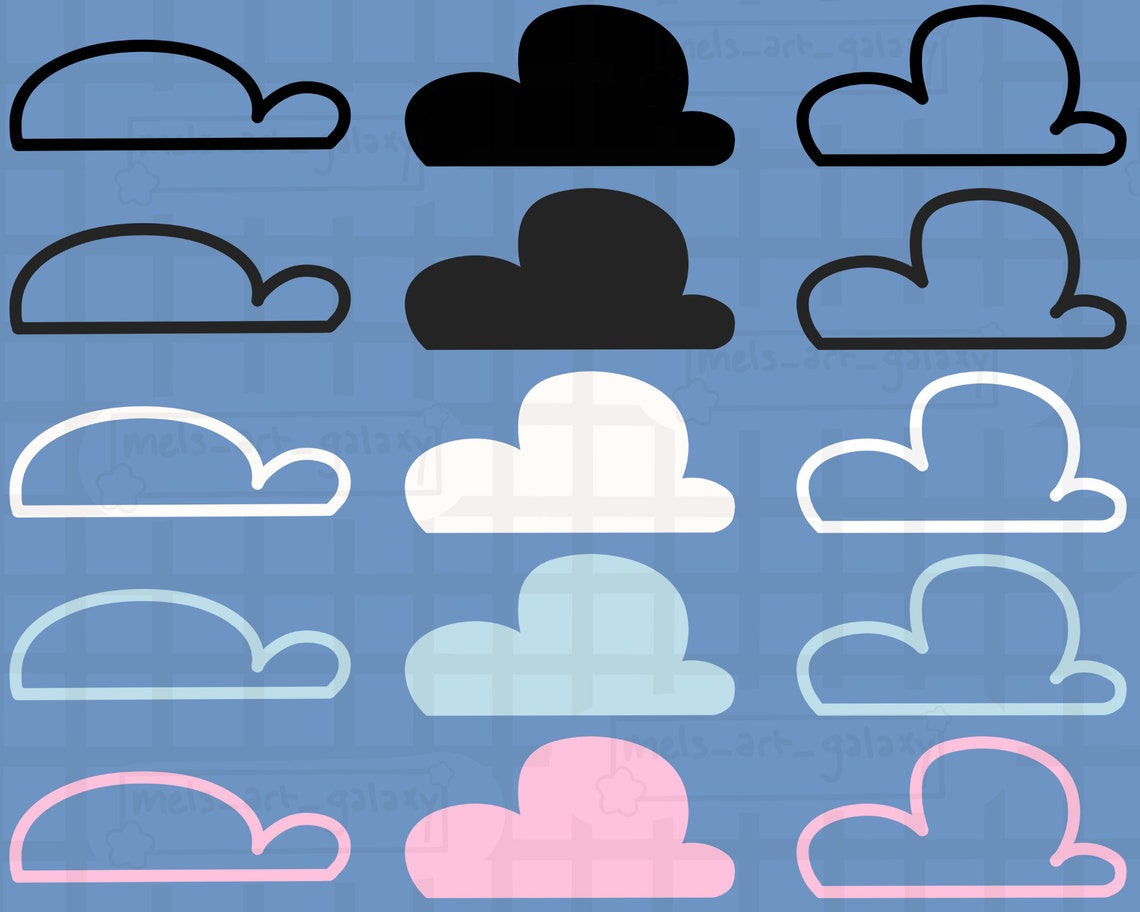 Simple Aesthetic Cloud Clip Art Pack, Cute Basic Pngs, Personal Use ...