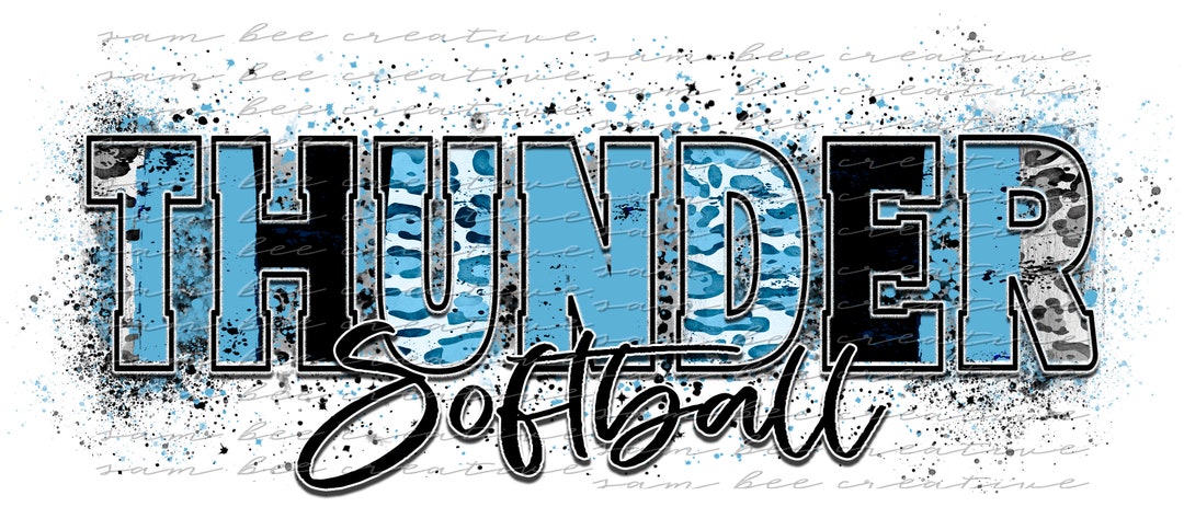 Thunder Softball Leopard Brush Stroke Paint Splatter Digital Design ...