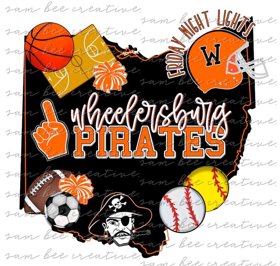 Wheelersburg Pirates Ohio Football Digital Design / School Spirit Small ...
