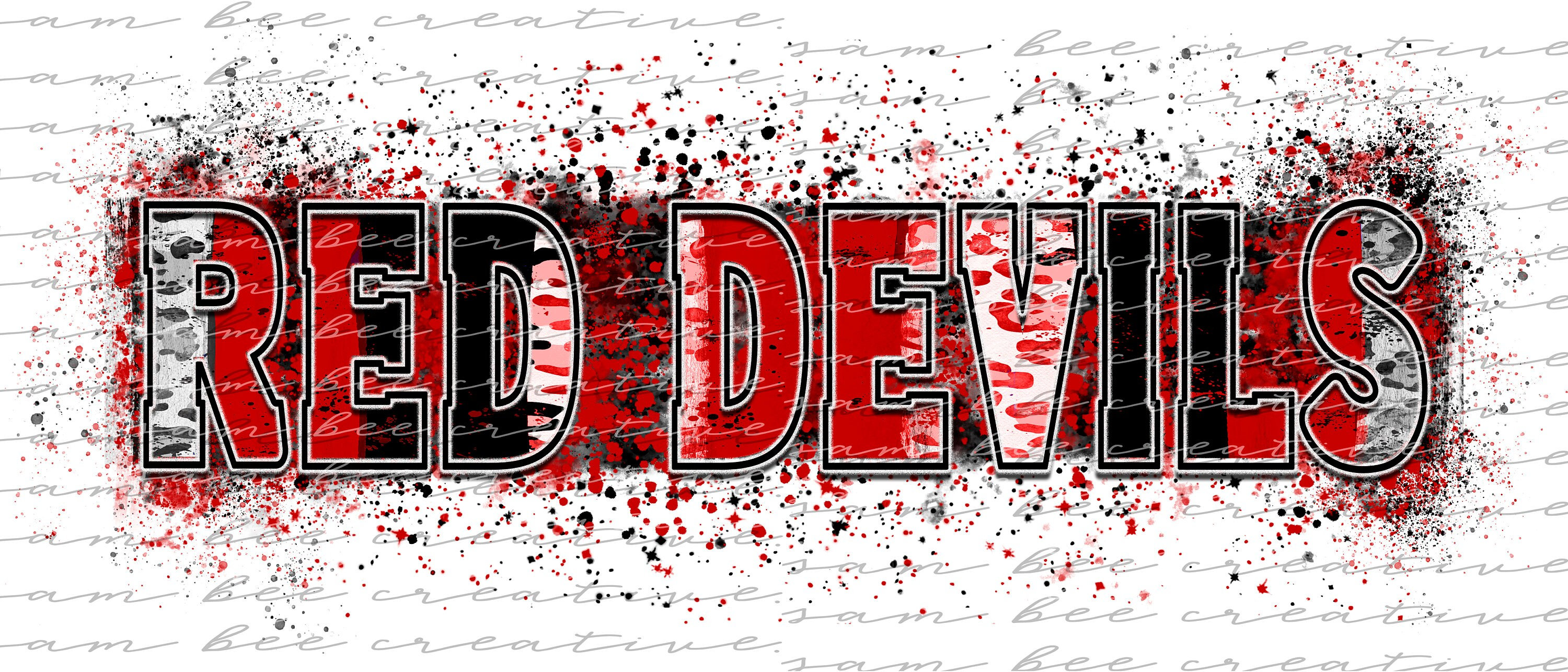 Red Devils Leopard Brush Stroke Digital Design / Cheetah Paint Splatter ...