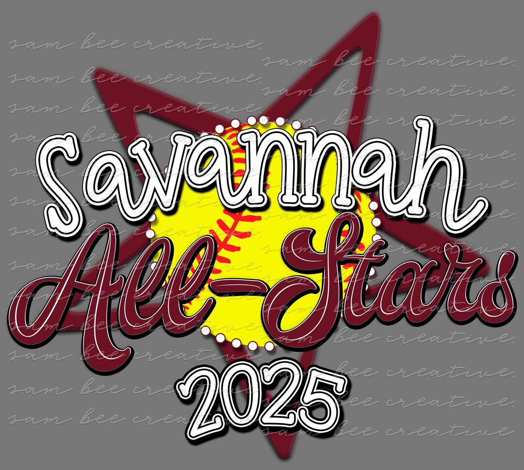 Savannah All-stars Softball Digital Design / Retro Vintage Game Day ...