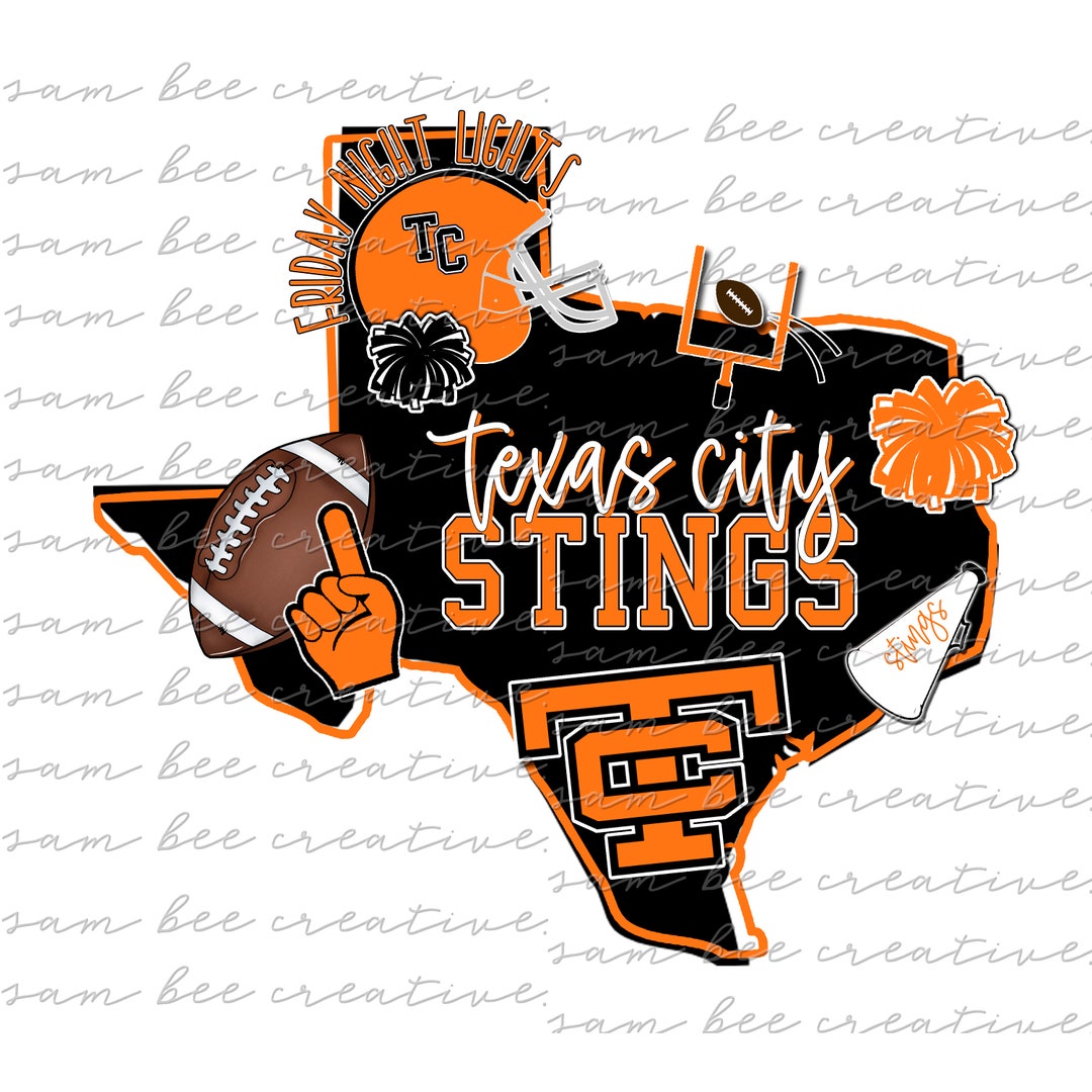 Texas City Stings Texas Football Digital Design / School Spirit Small ...