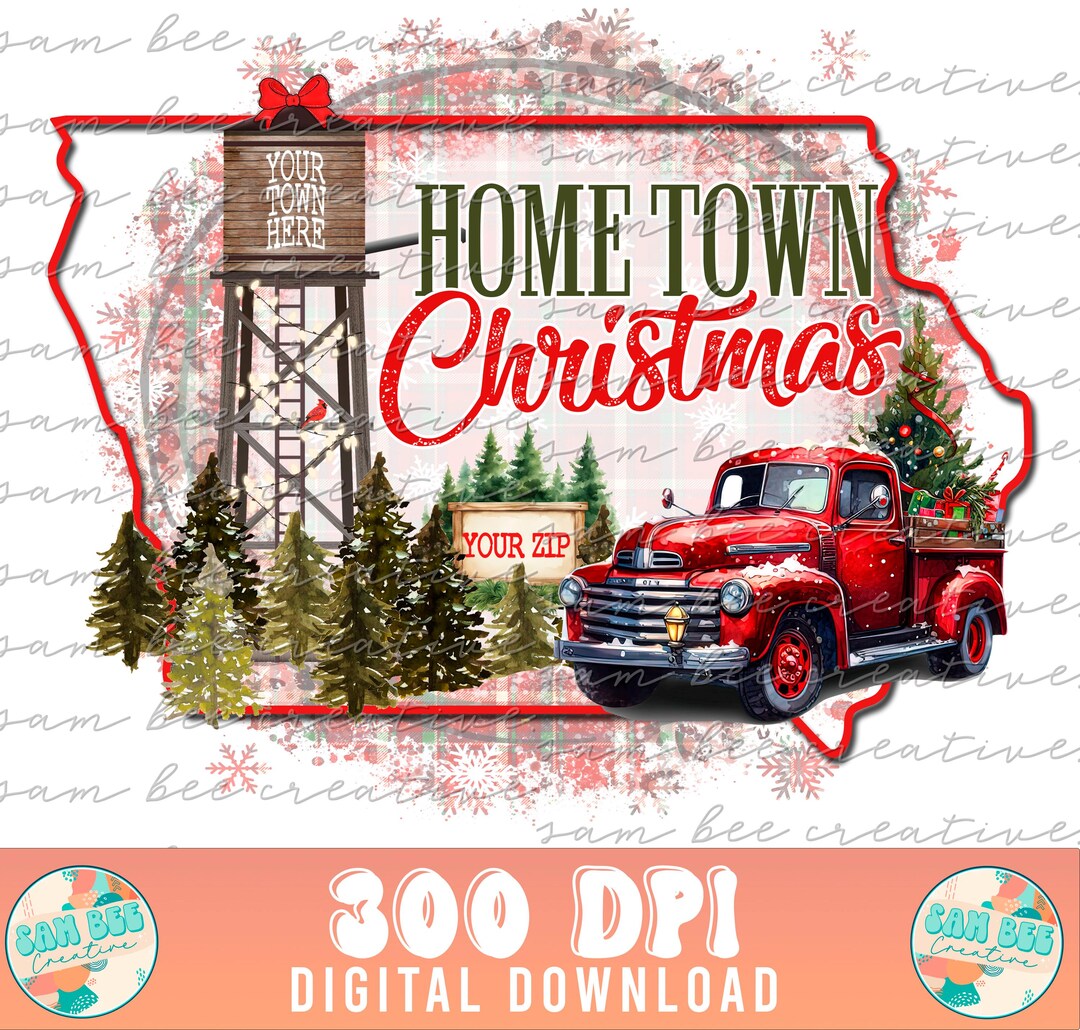 IOWA Custom Hometown Christmas Digital Design / Water Tower Southern ...