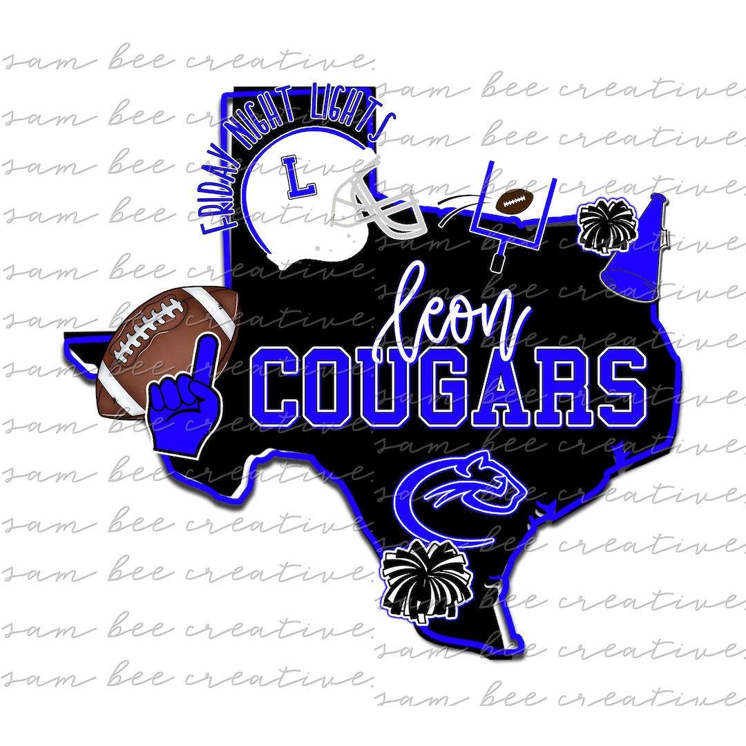 Leon Cougars Texas Football Digital Design / School Spirit Small Town ...