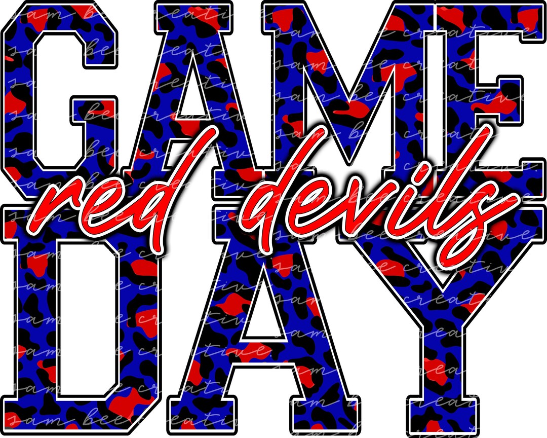 Red Devils Leopard Game Day Digital Design / Baseball Softball Football ...