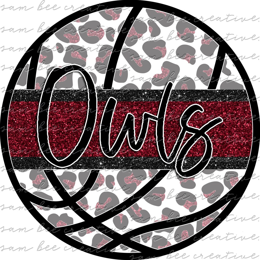 Owls Leopard Glitter Basketball Game Day Digital Design / Owls ...