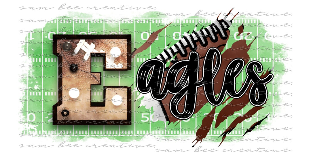 Eagles Marquee Letter Football Game Day Digital Design / Distressed Ripped / Sublimation Png ...