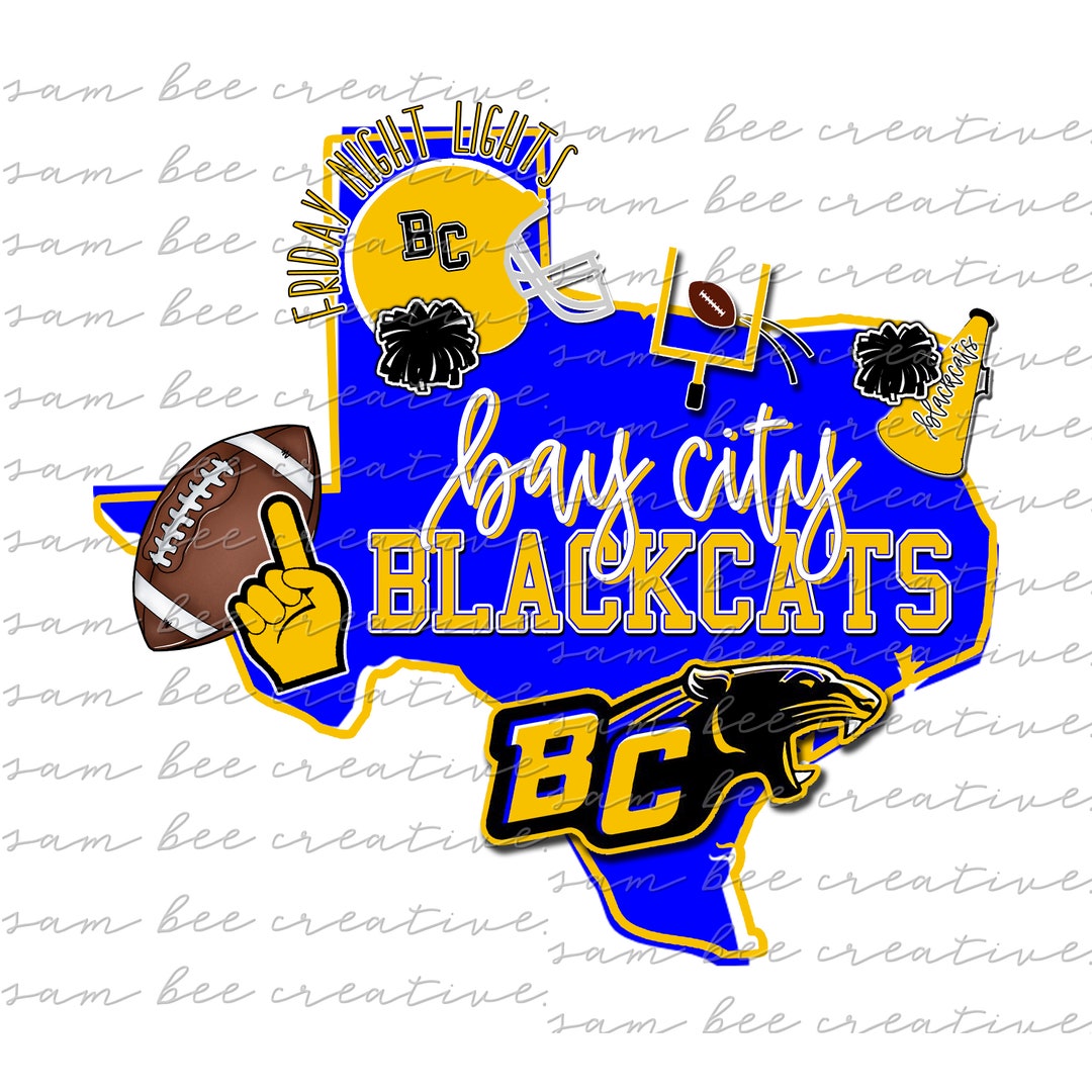 Bay City Blackcats Texas Football Digital Design / School Spirit Small ...