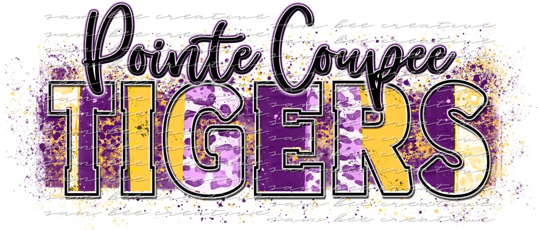 Point Coupee Tigers Brush Stroke Digital Design / Leopard Cheetah Game ...