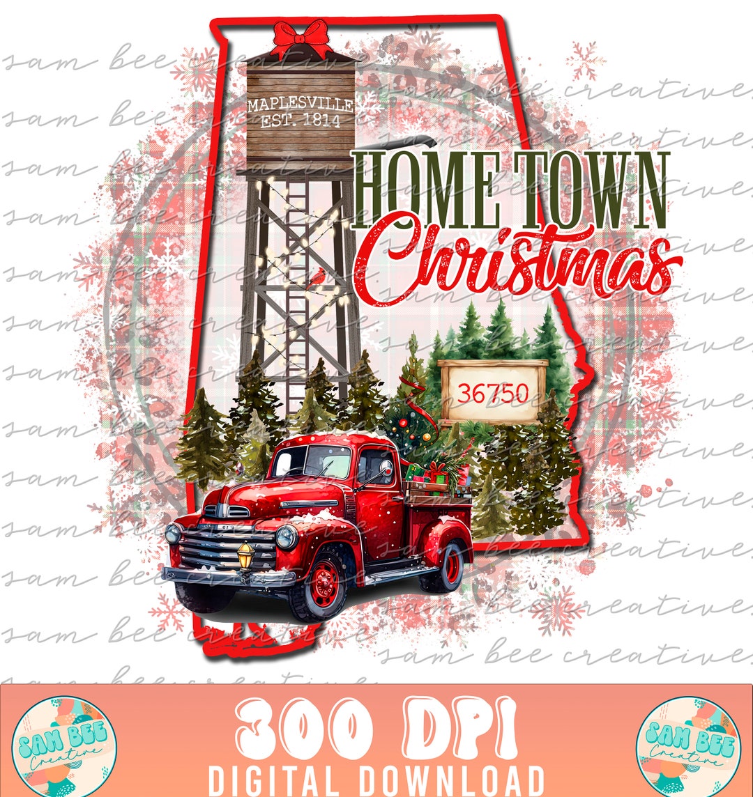 ALABAMA Custom Hometown Christmas Digital Design / Water Tower Southern ...