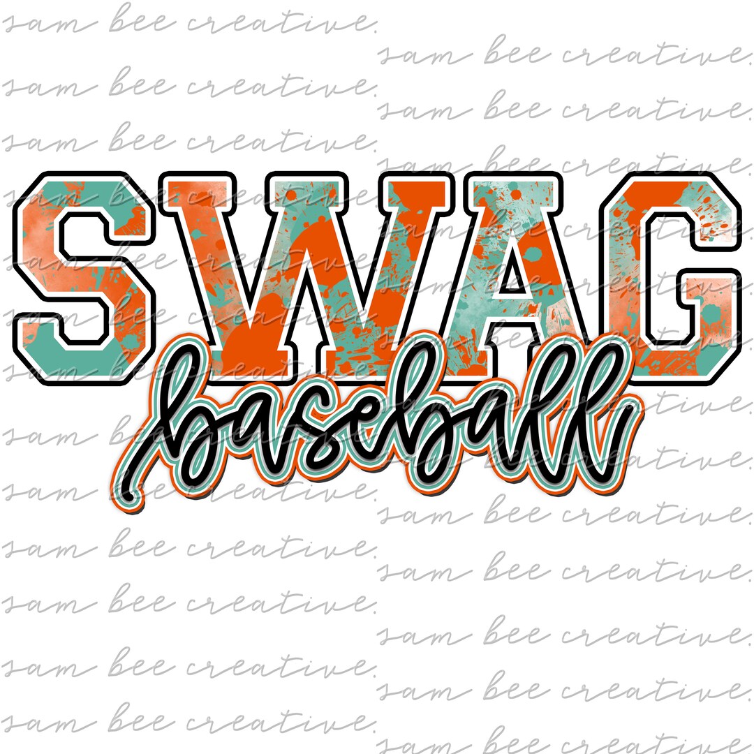 SWAG Baseball Paint Splatter Game Day Digital Design / Teal and Orange ...