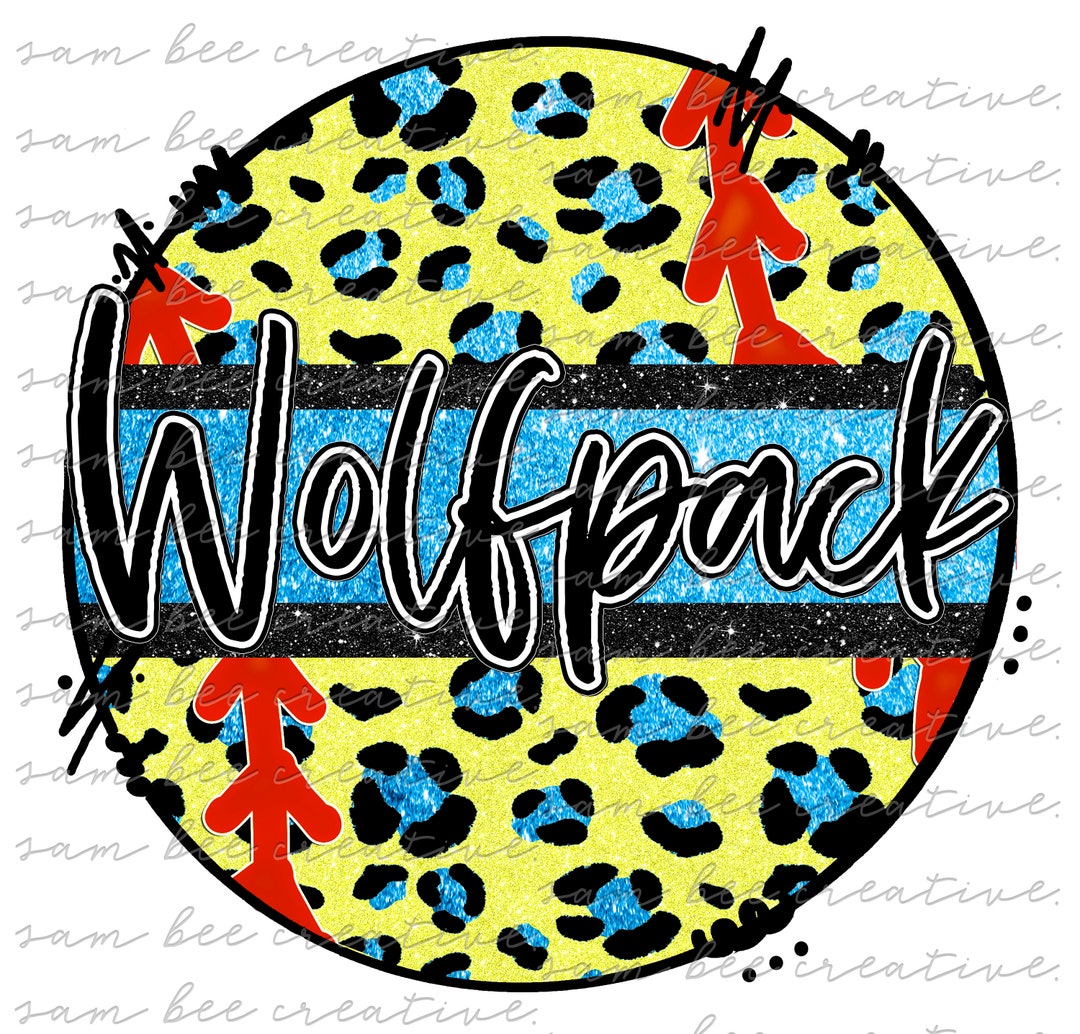 Wolfpack Leopard Cheetah Glitter Softball Game Day Digital Design ...