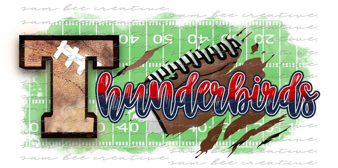 Thunderbirds Football Digital Design Distressed Ripped Torn Football ...