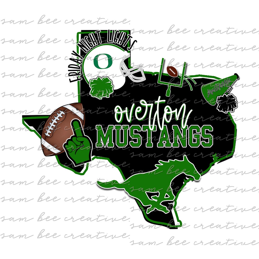 Overton Mustangs Texas Football Digital Design / School Spirit Small ...