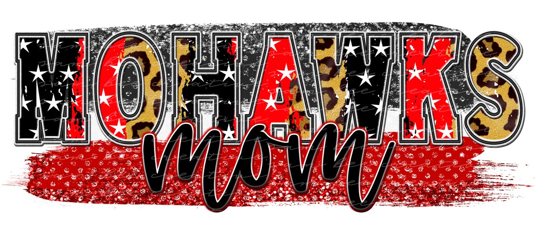 Mohawks Mom Leopard Brush Stroke Digital Design / Mama Baseball ...