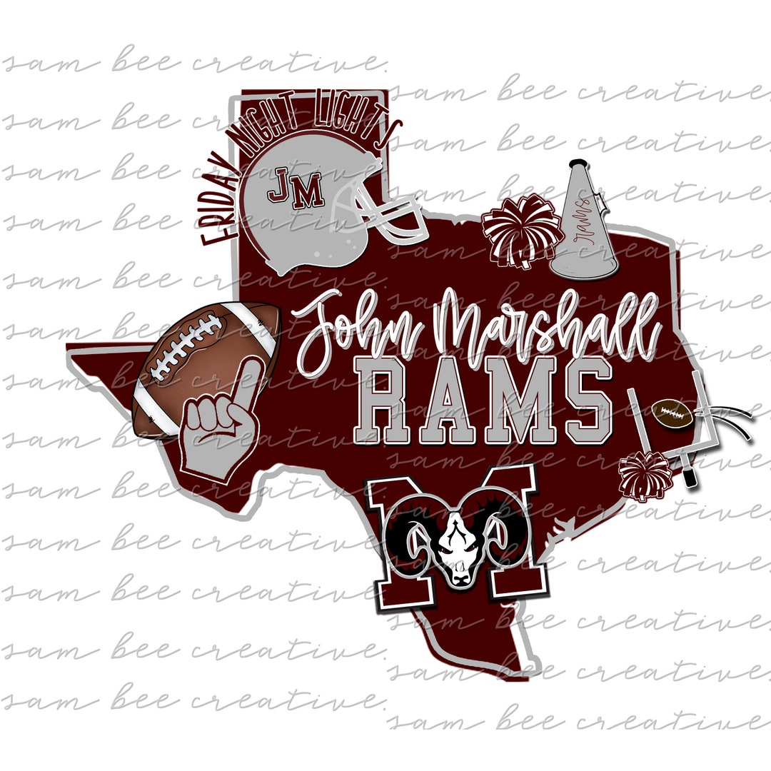 John Marshall Rams Texas Football Digital Design / School Spirit Small ...