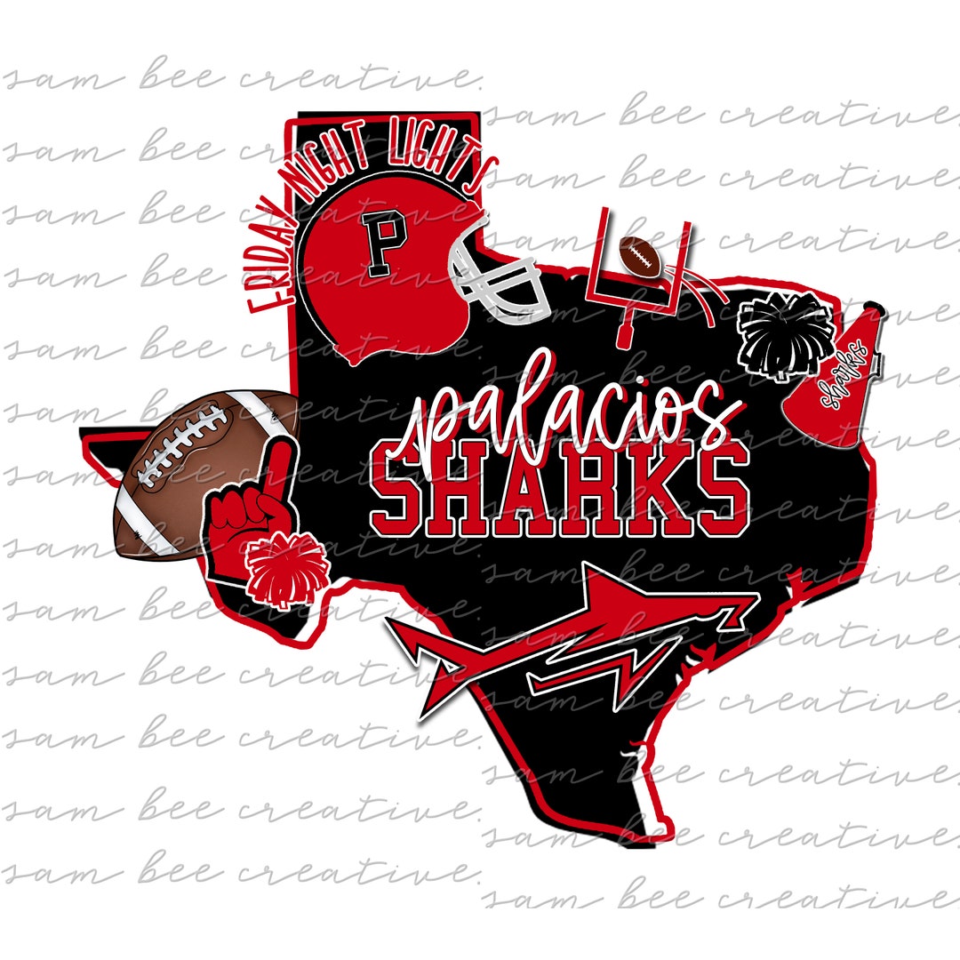 Palacios Sharks Texas Football Digital Design / School Spirit Small ...
