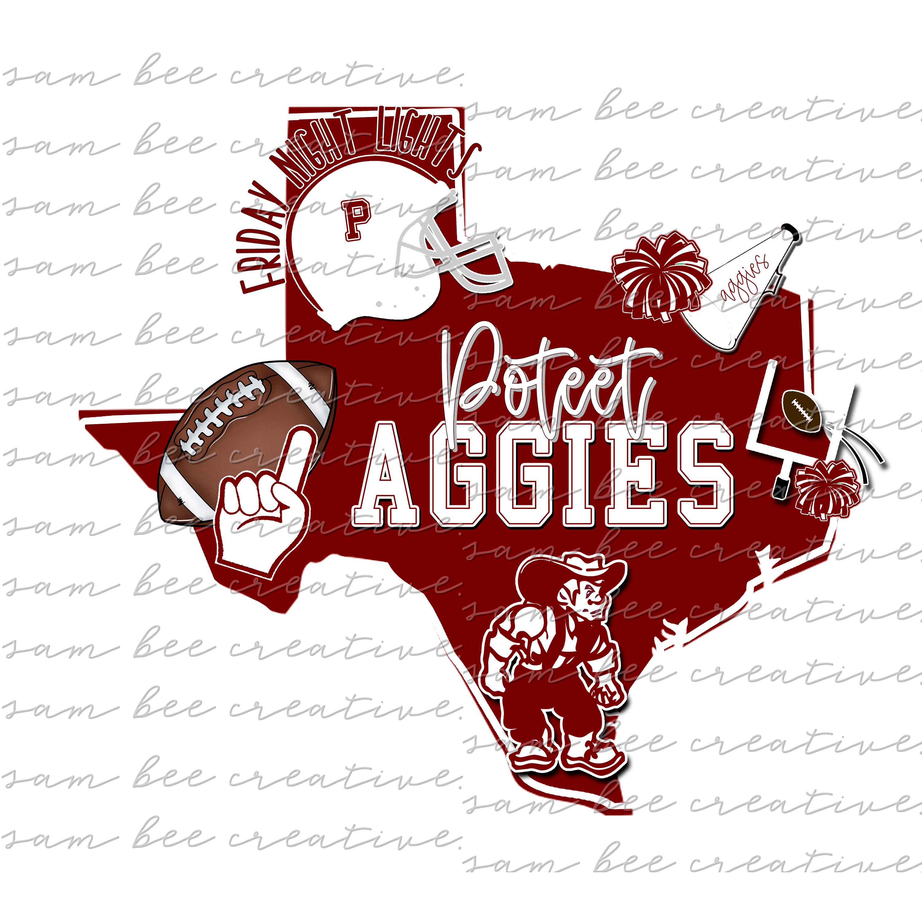 Poteet Aggies Texas Football Digital Design / School Spirit Small Town ...