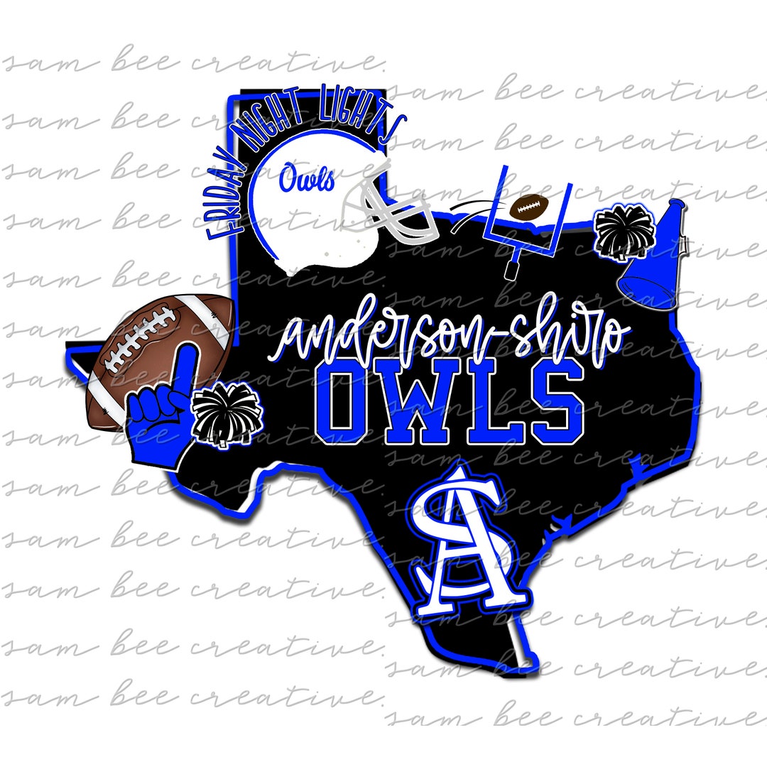 Anderson-shiro Owls Texas Football Digital Design / School Spirit Small ...
