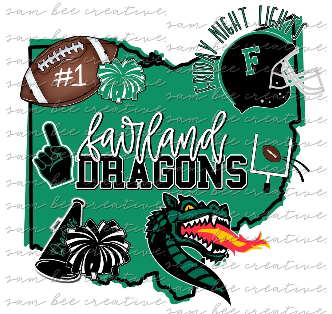 Fairland Dragons Ohio Football Digital Design / School Spirit Small ...
