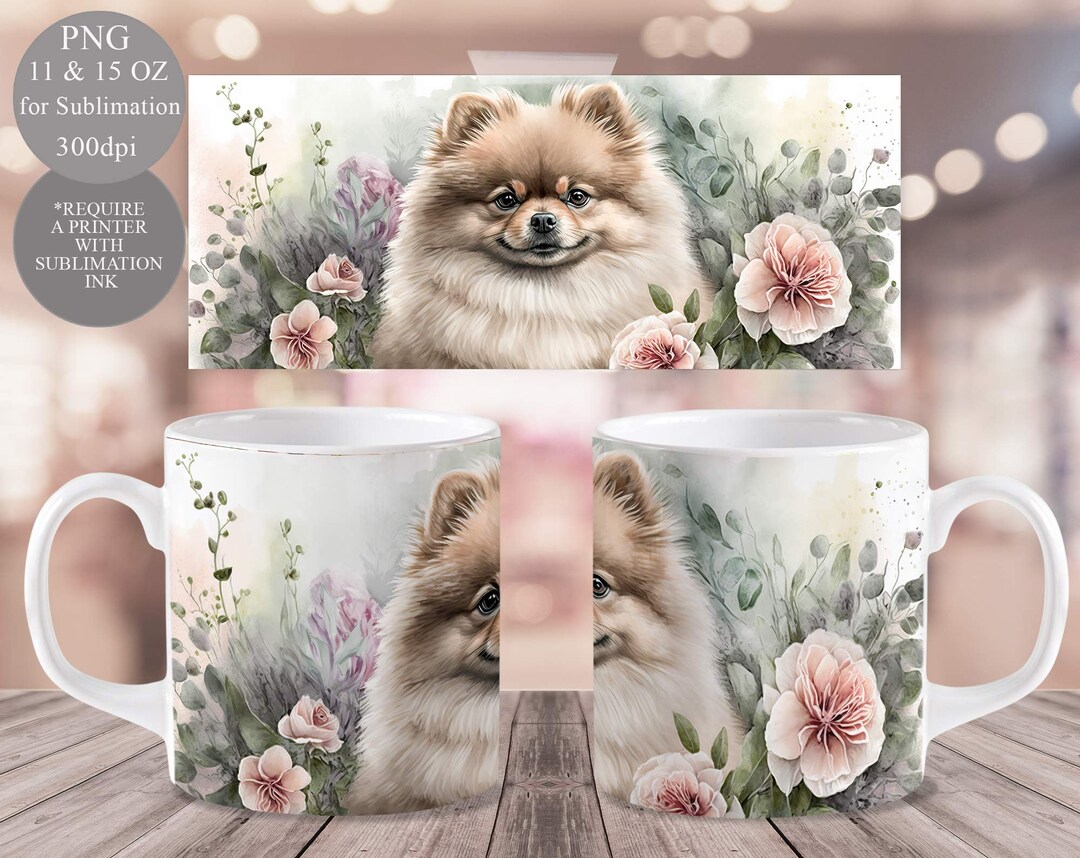 Cute Spitz Mug Wrap Sublimation Dog Cricut Mug Press Template Design ...