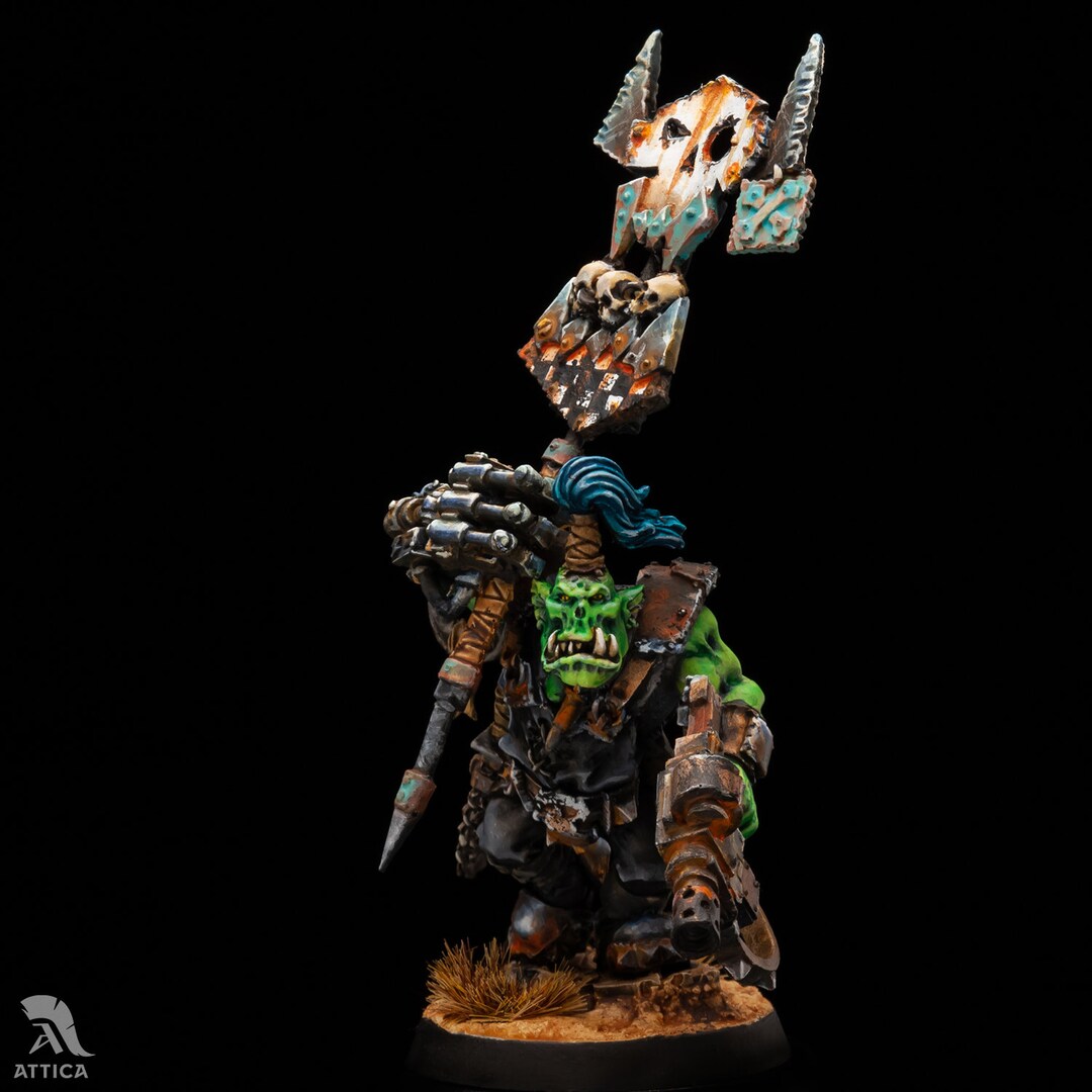 Ork Nob With Waaagh Banner Painted Figure Warhammer 40k Art - Etsy